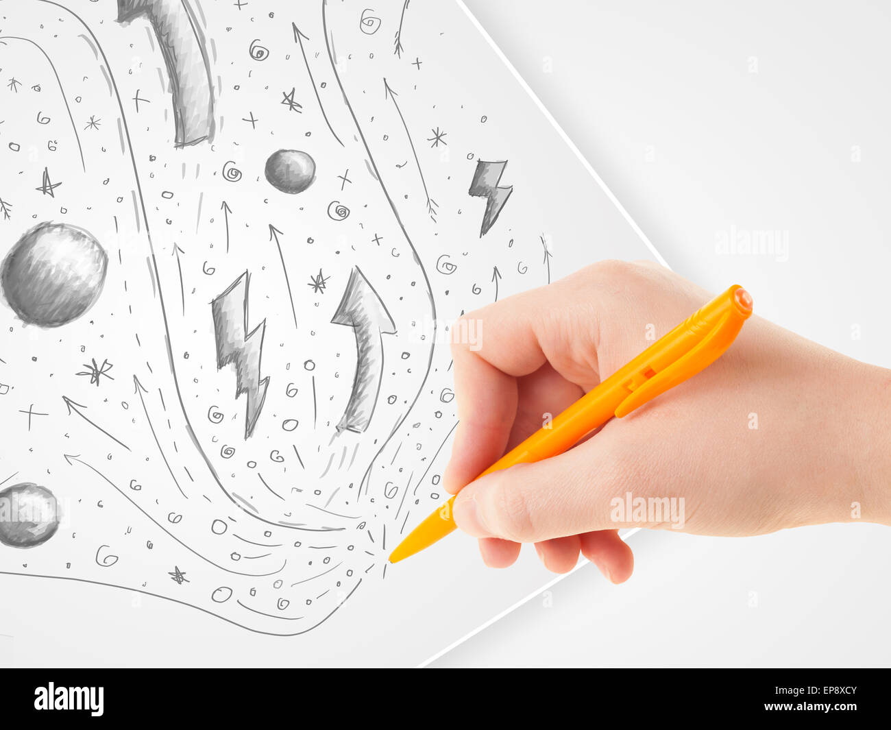 Hand drawing abstract sketches and doodles on paper Stock Photo - Alamy
