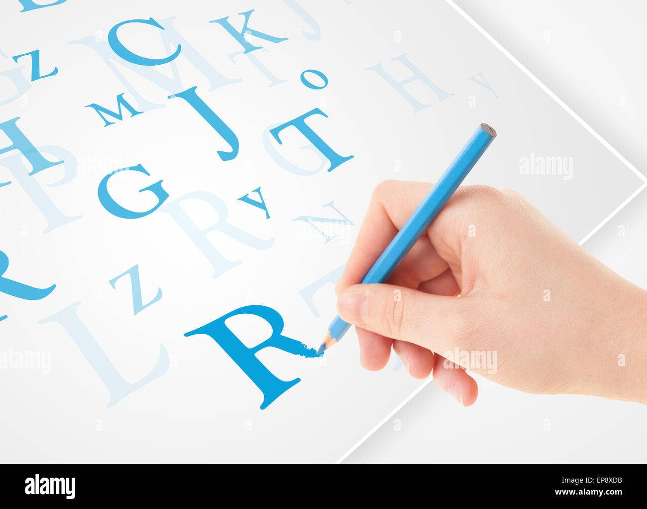 Hand writing various letters on white plain paper Stock Photo - Alamy