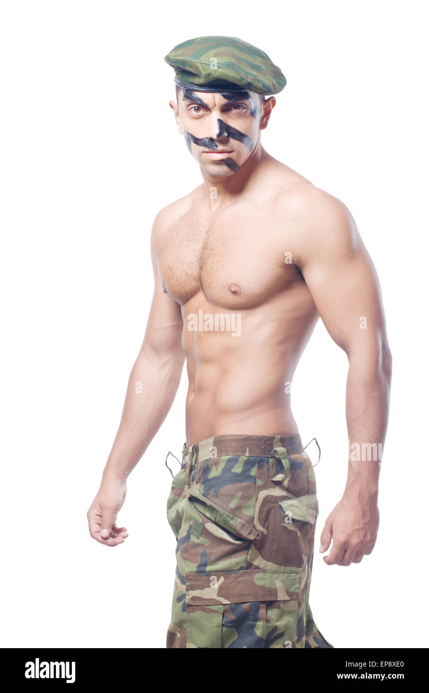 Soldier isolated on the white background Stock Photo - Alamy