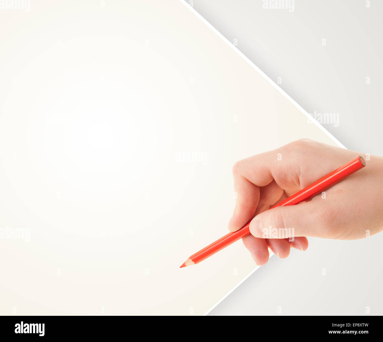 Human hand drawing with pencil on empty paper template Stock Photo - Alamy