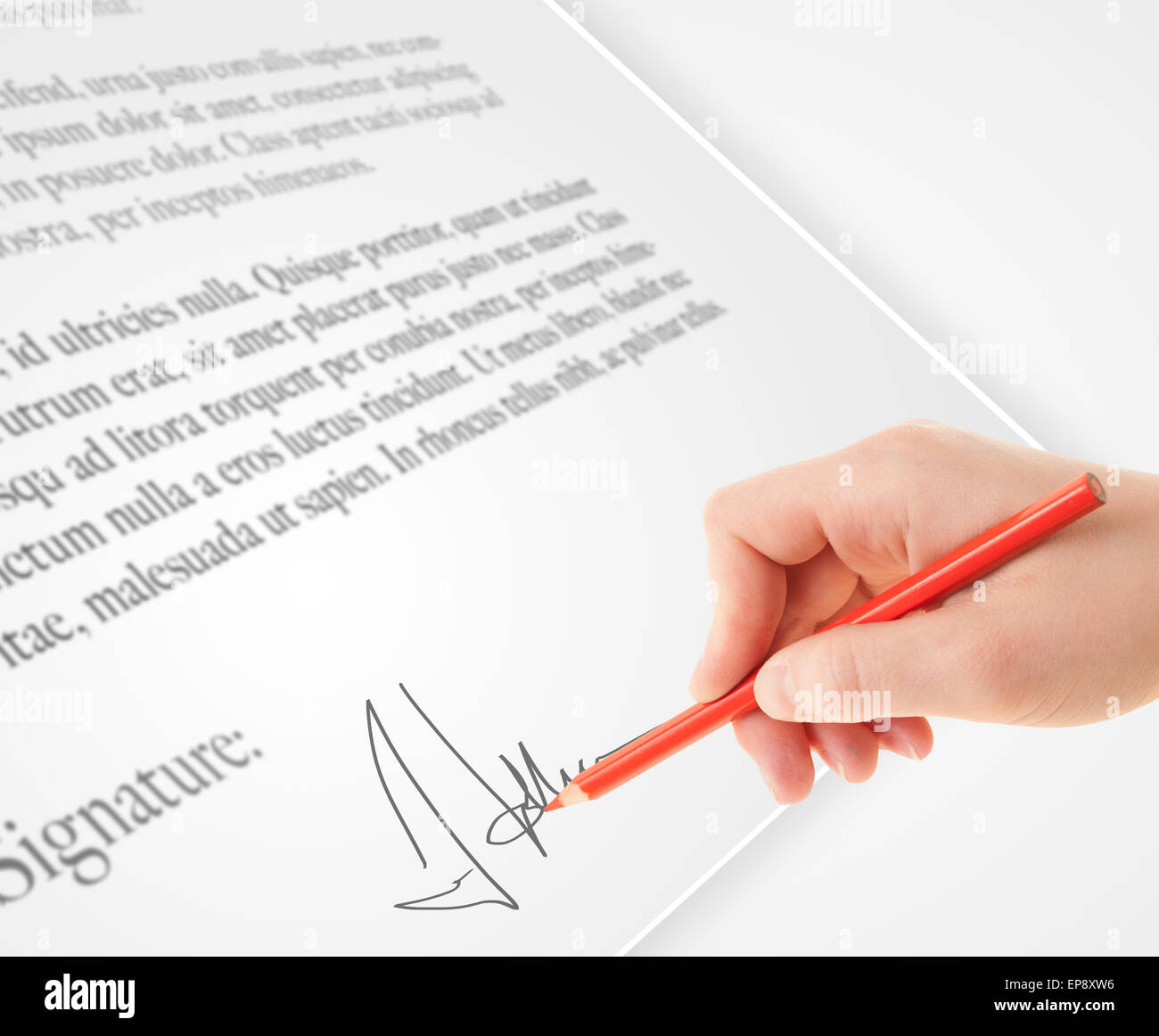 Hand writing personal signature on a paper form Stock Photo - Alamy