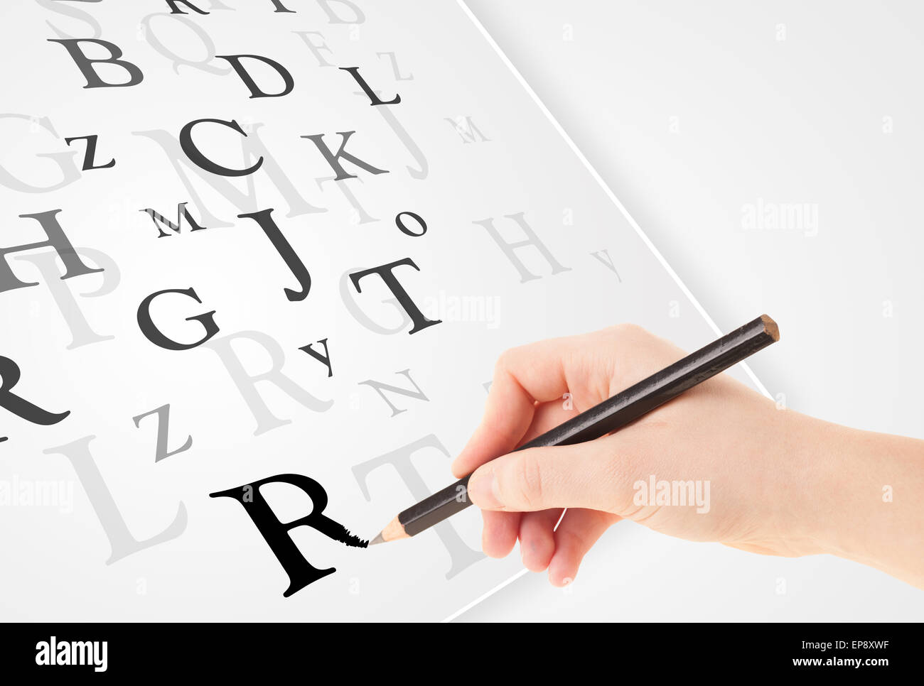 Hand writing various letters on white plain paper Stock Photo - Alamy
