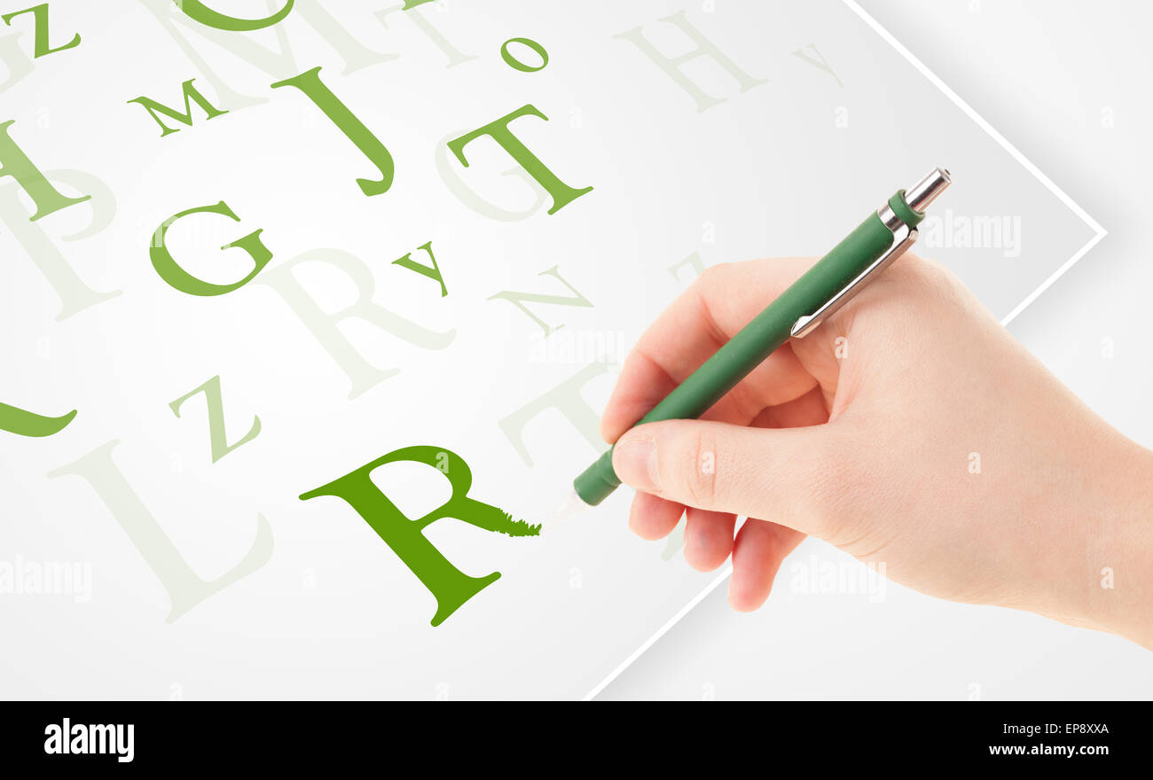 Hand writing various letters on white plain paper Stock Photo - Alamy