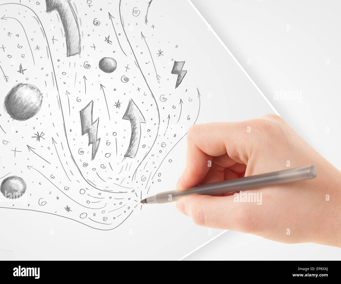 Hand drawing abstract sketches and doodles on paper Stock Photo - Alamy