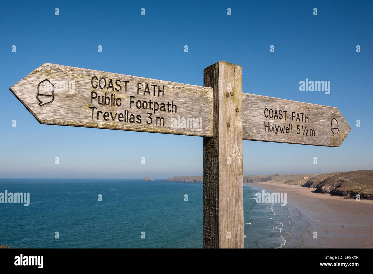 Signpost on South West Coast Path, Britain's longest footpath and a ...
