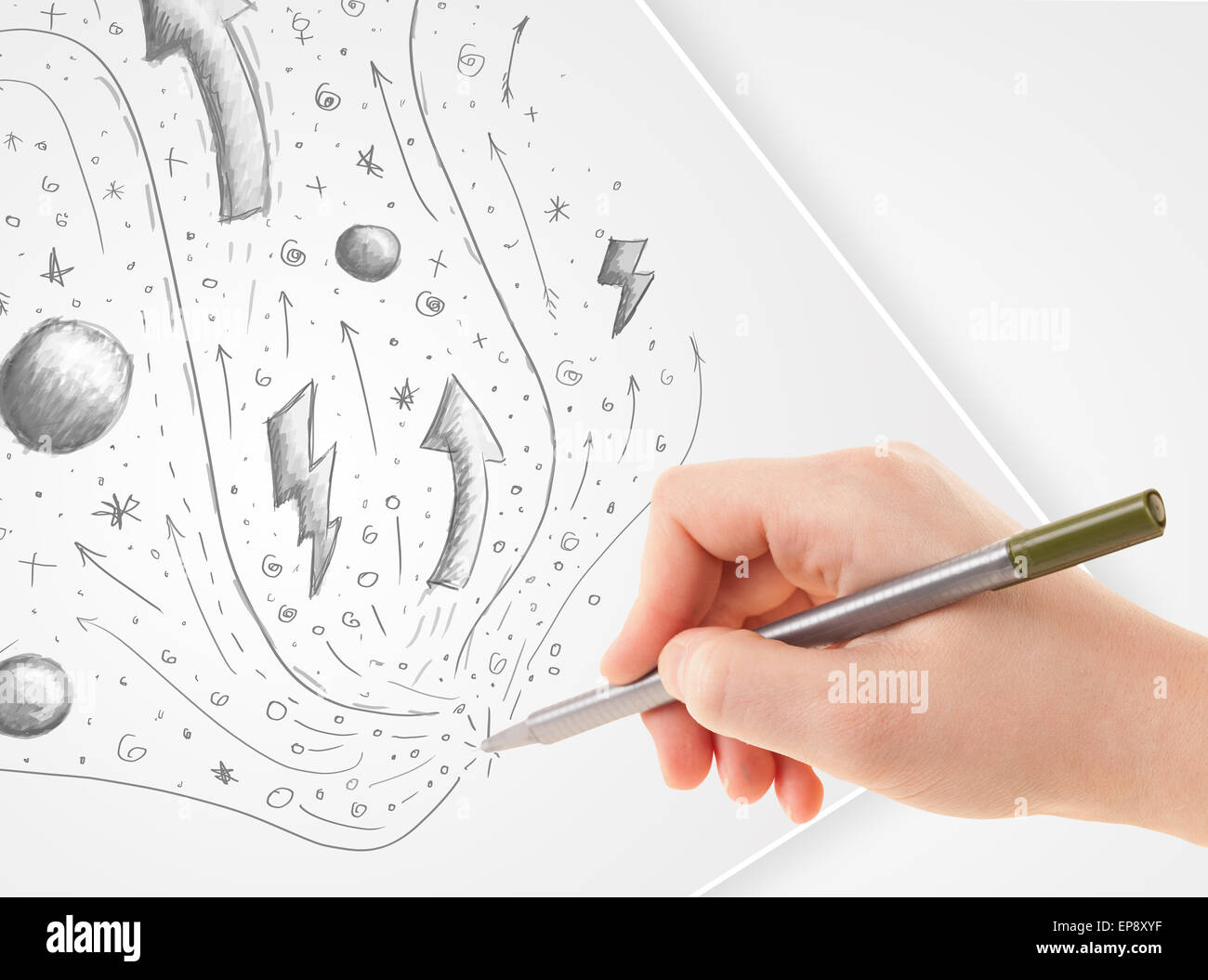 Hand drawing abstract sketches and doodles on paper Stock Photo - Alamy