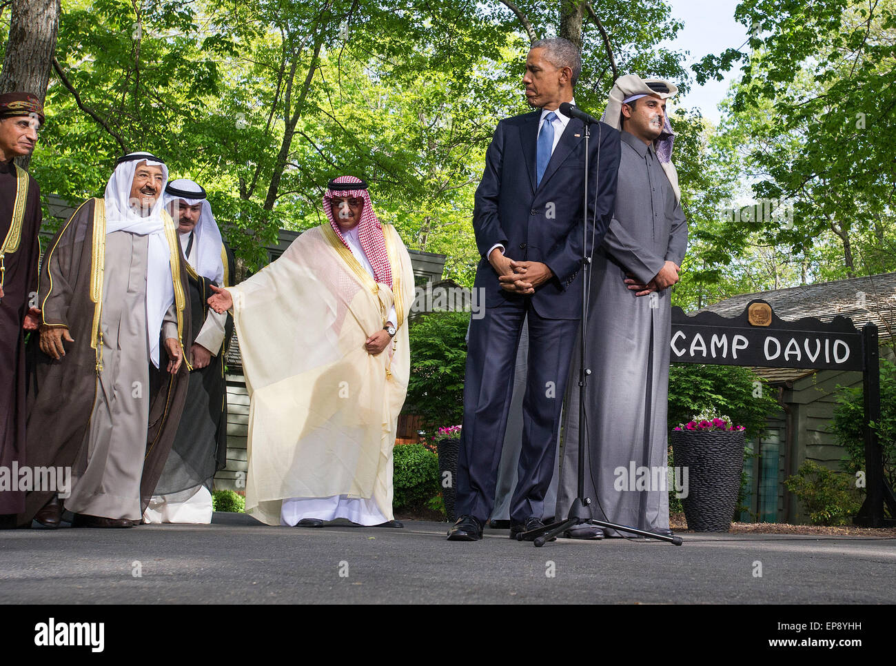 Camp David, USA. 14th May, 2015. United States President Barack Obama ...