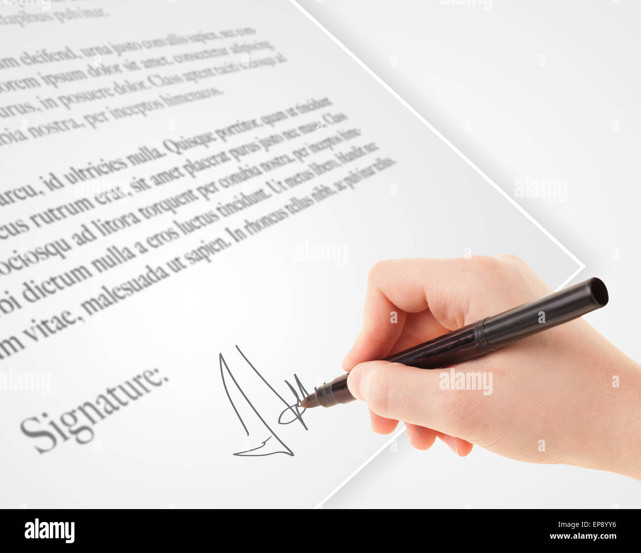 Hand writing personal signature on a paper form Stock Photo - Alamy