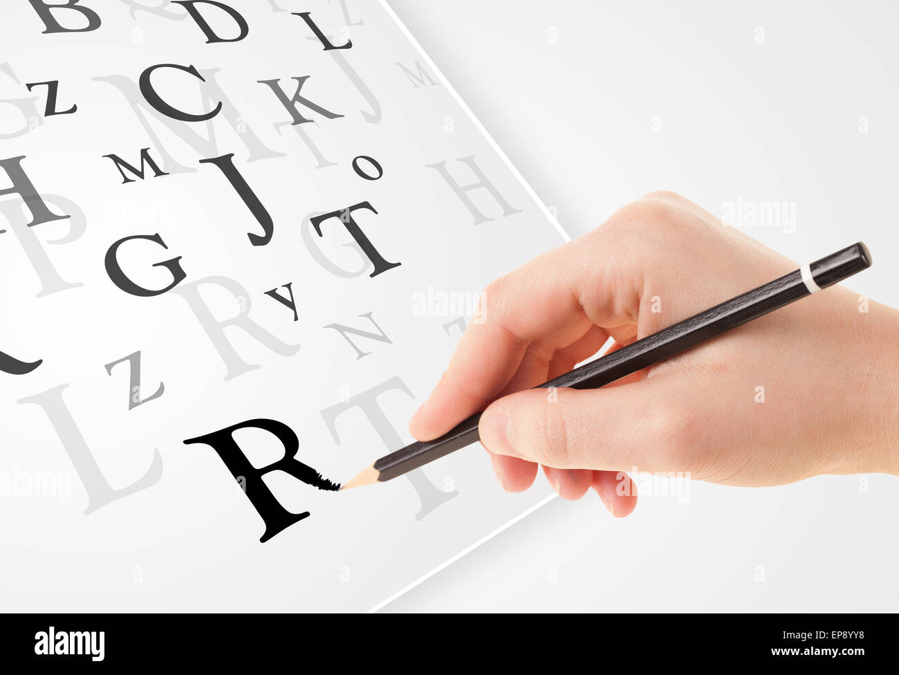 Hand writing various letters on white plain paper Stock Photo - Alamy