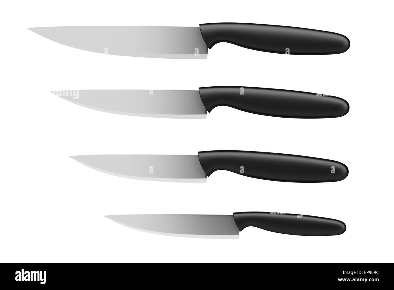 set of kitchen knives isolated on white background Stock Photo - Alamy