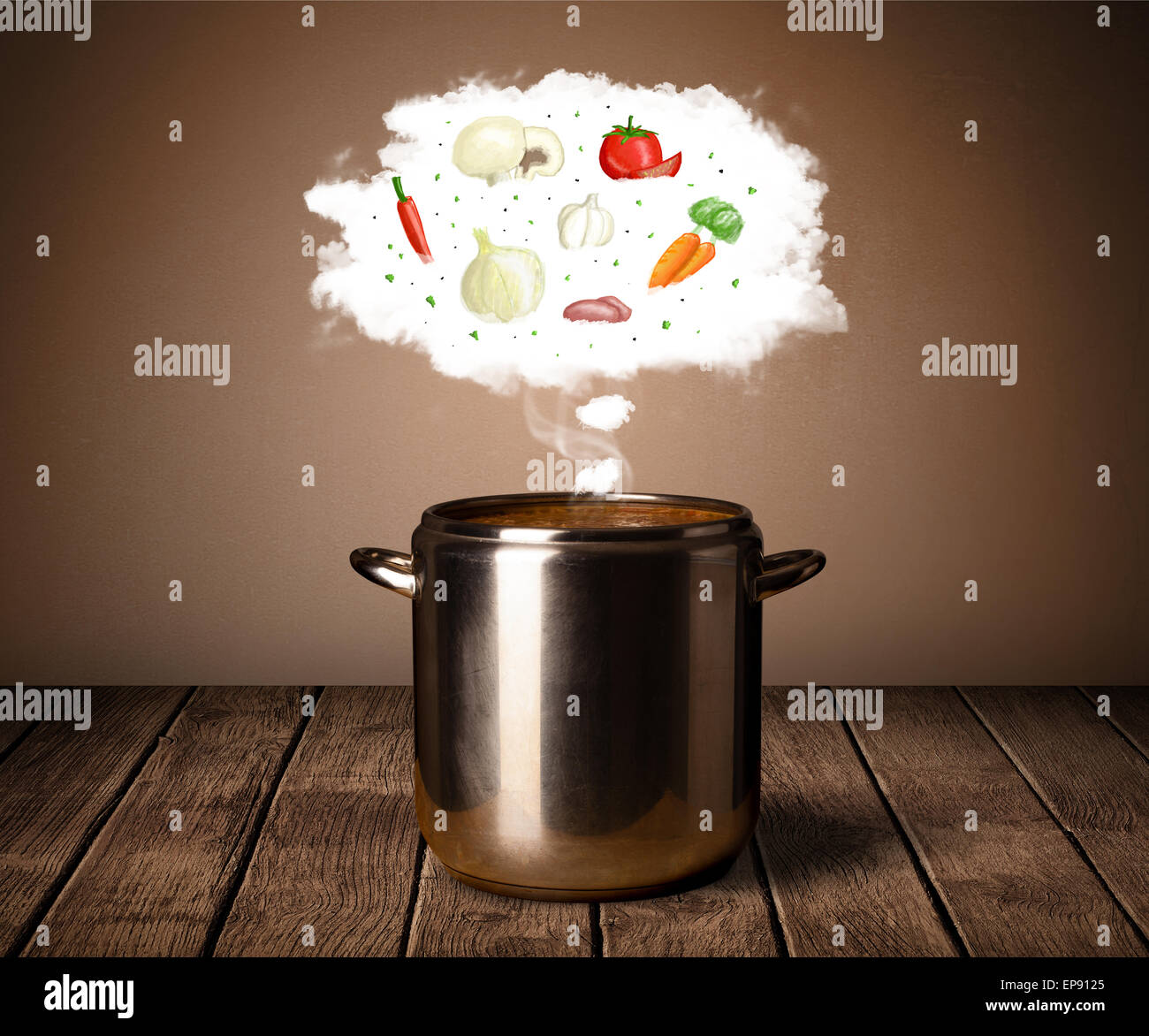 Vegetables in vapor cloud Stock Photo - Alamy