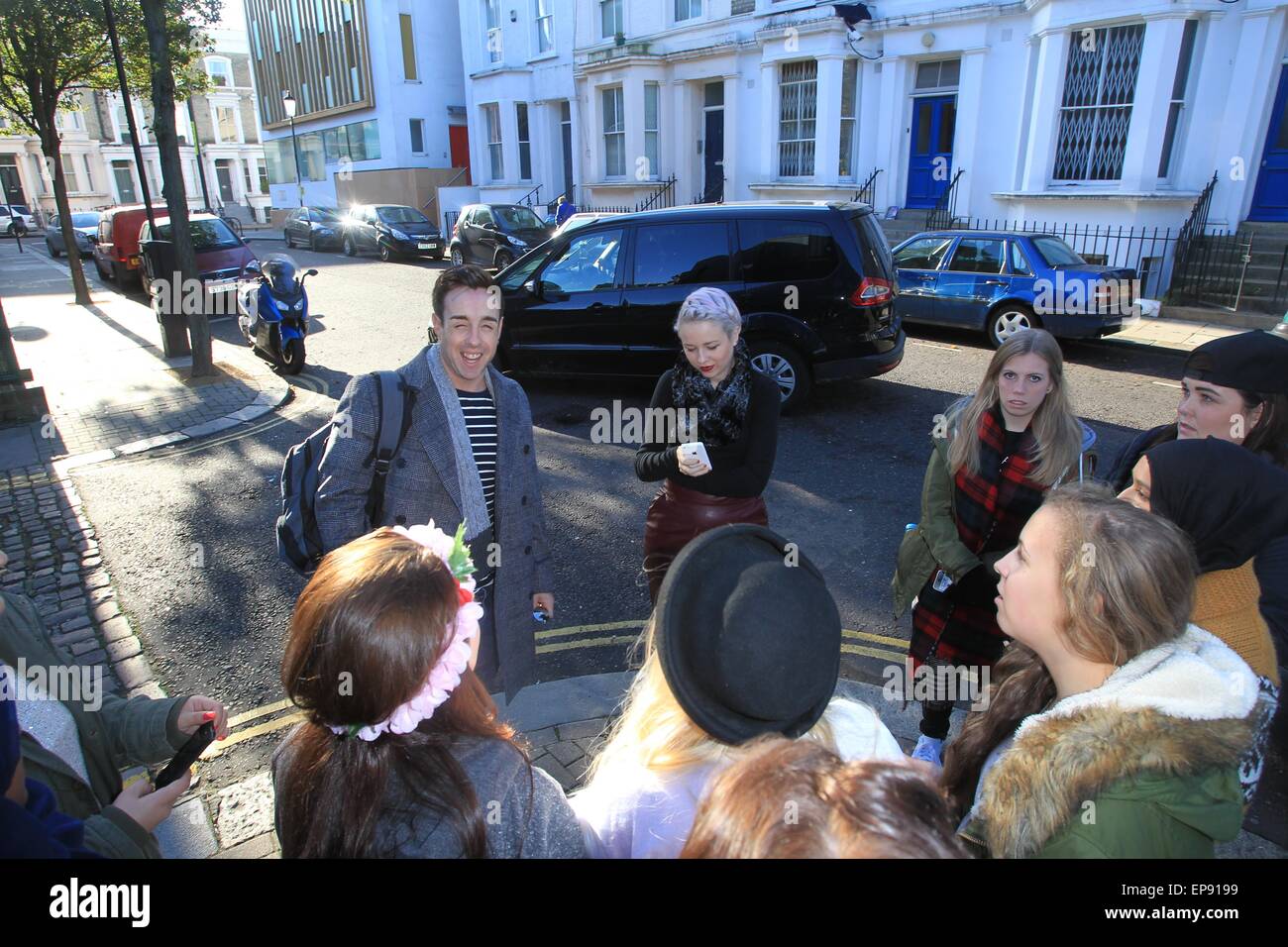 X Factor finalists arrive at a recording studio for rehearsals ...