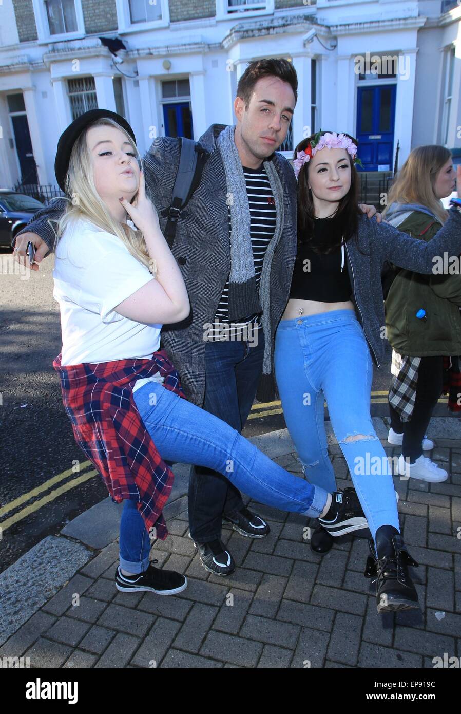 X Factor finalists arrive at a recording studio for rehearsals ...