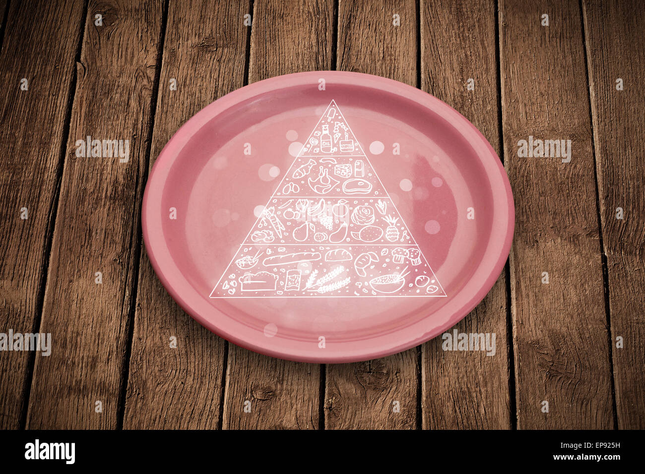 Hand drawn food pyramid on colorful dish plate Stock Photo - Alamy