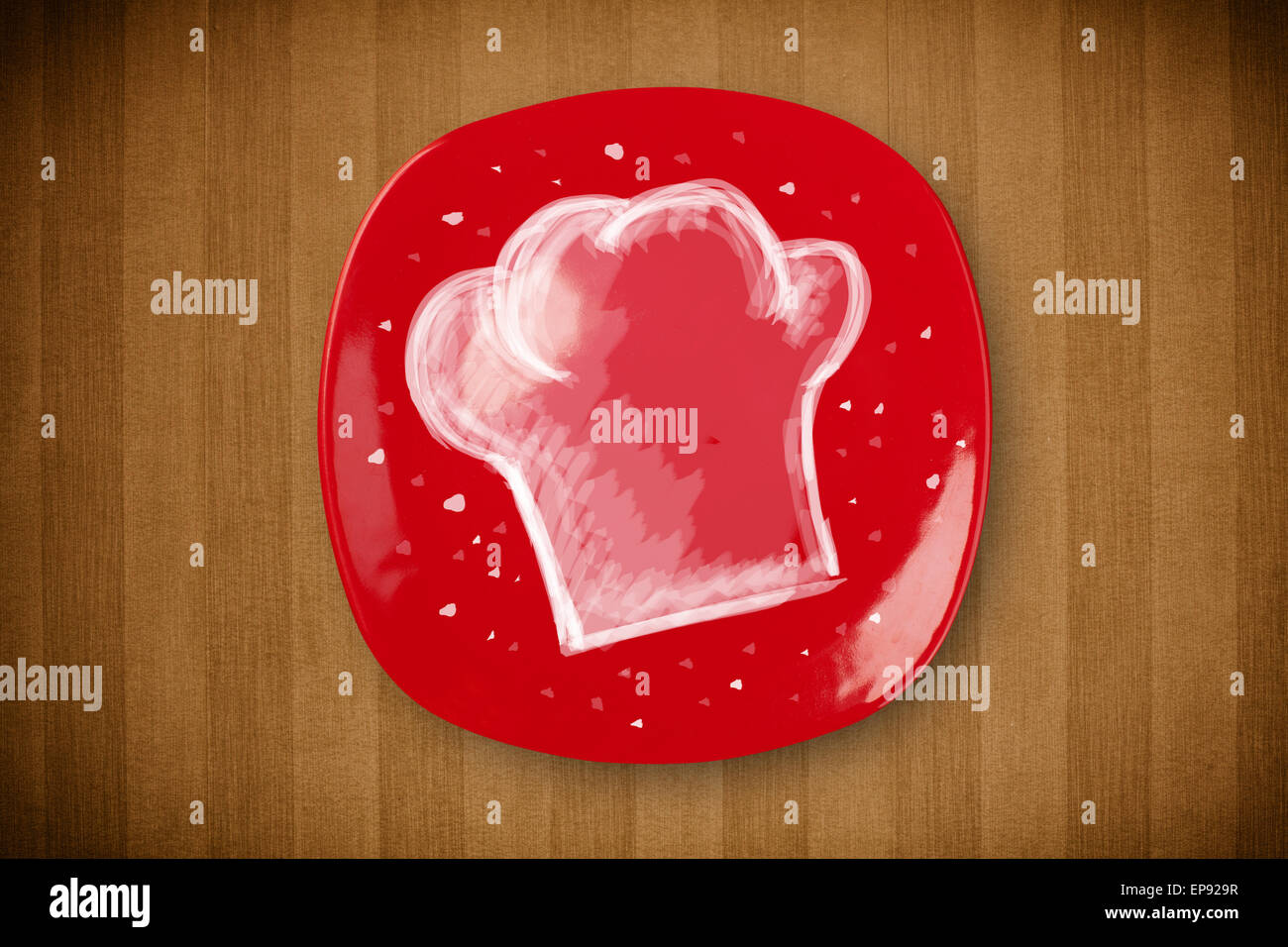 Colorful plate with hand drawn white chef symbol Stock Photo - Alamy