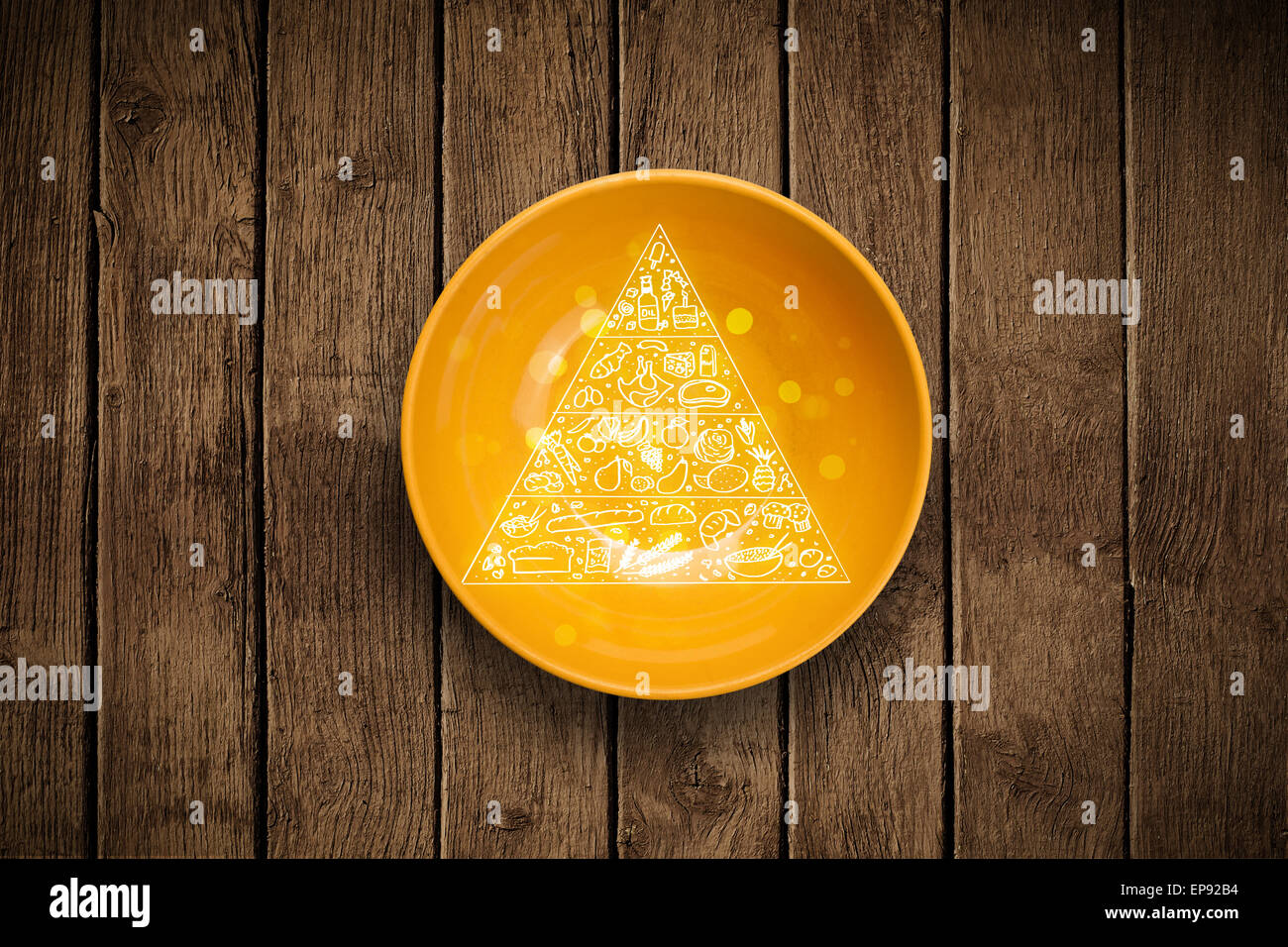 Hand drawn food pyramid on colorful dish plate Stock Photo - Alamy