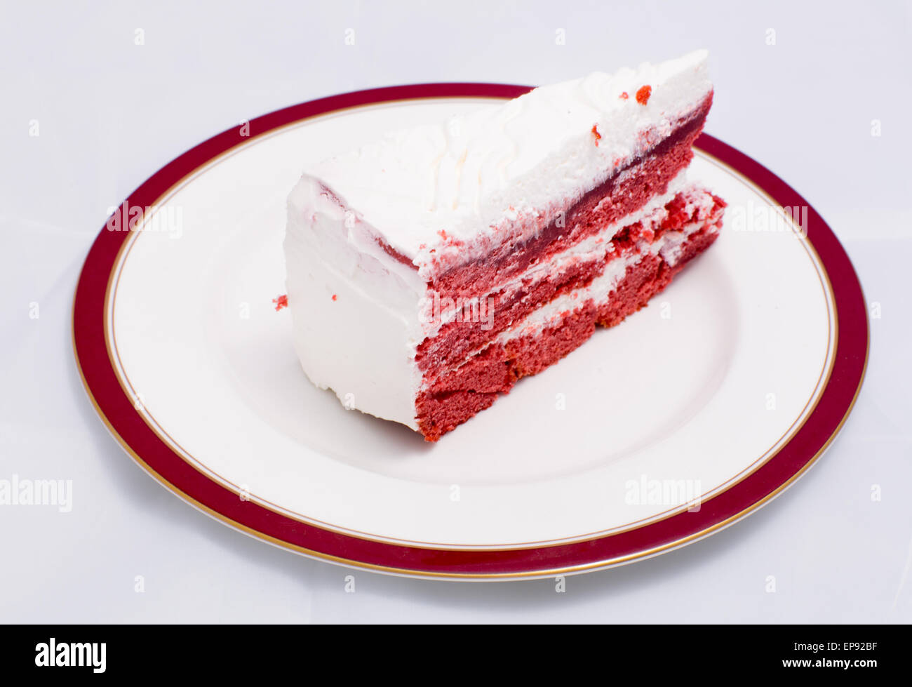 Red velvet cake is very dramatic looking with its bright red color ...