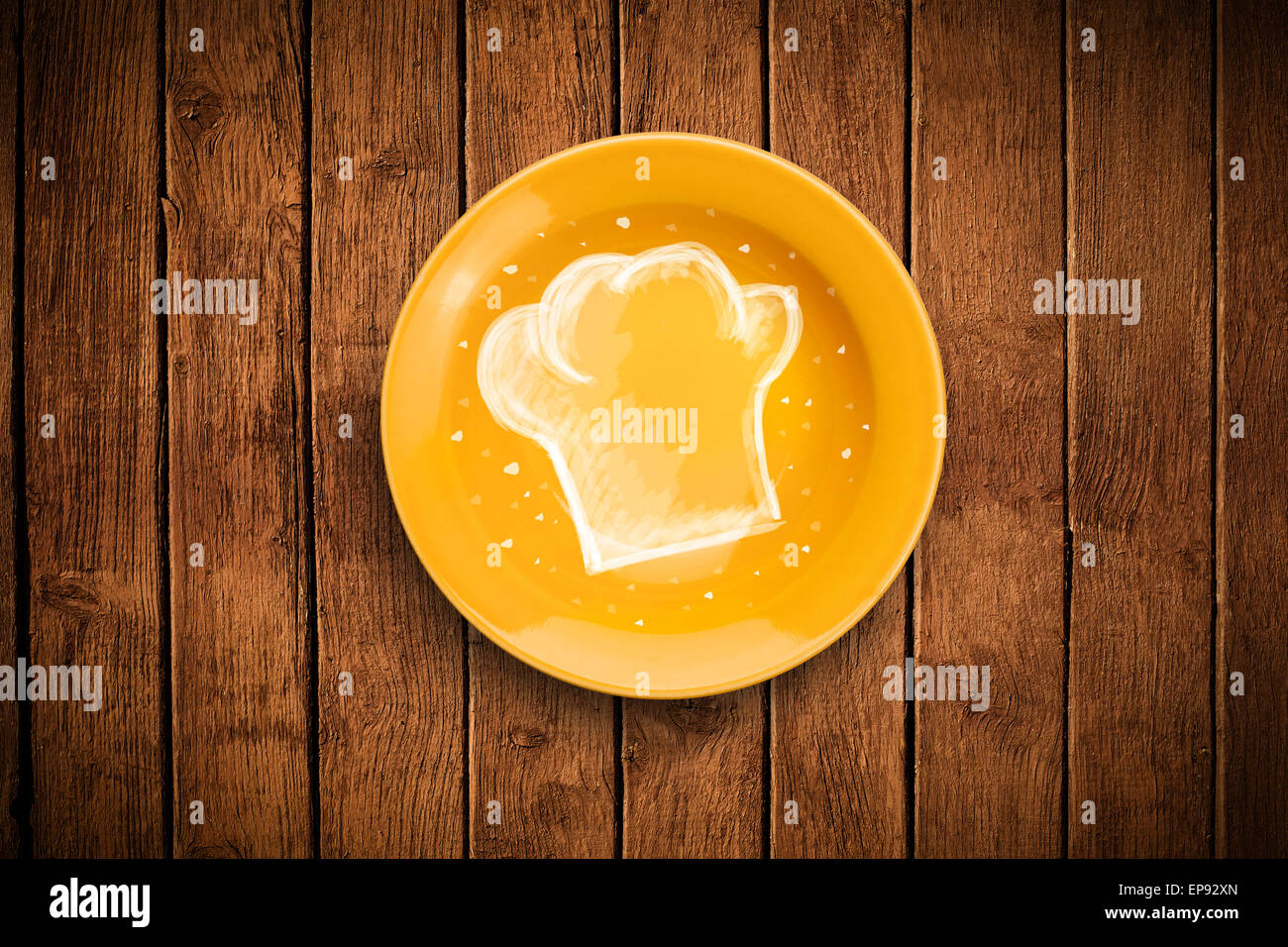 Colorful plate with hand drawn white chef symbol Stock Photo - Alamy