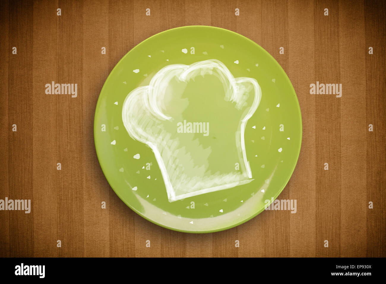 Colorful plate with hand drawn white chef symbol Stock Photo - Alamy
