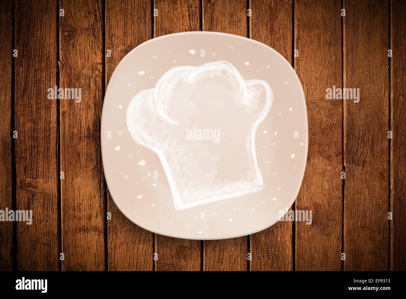 Colorful plate with hand drawn white chef symbol Stock Photo - Alamy