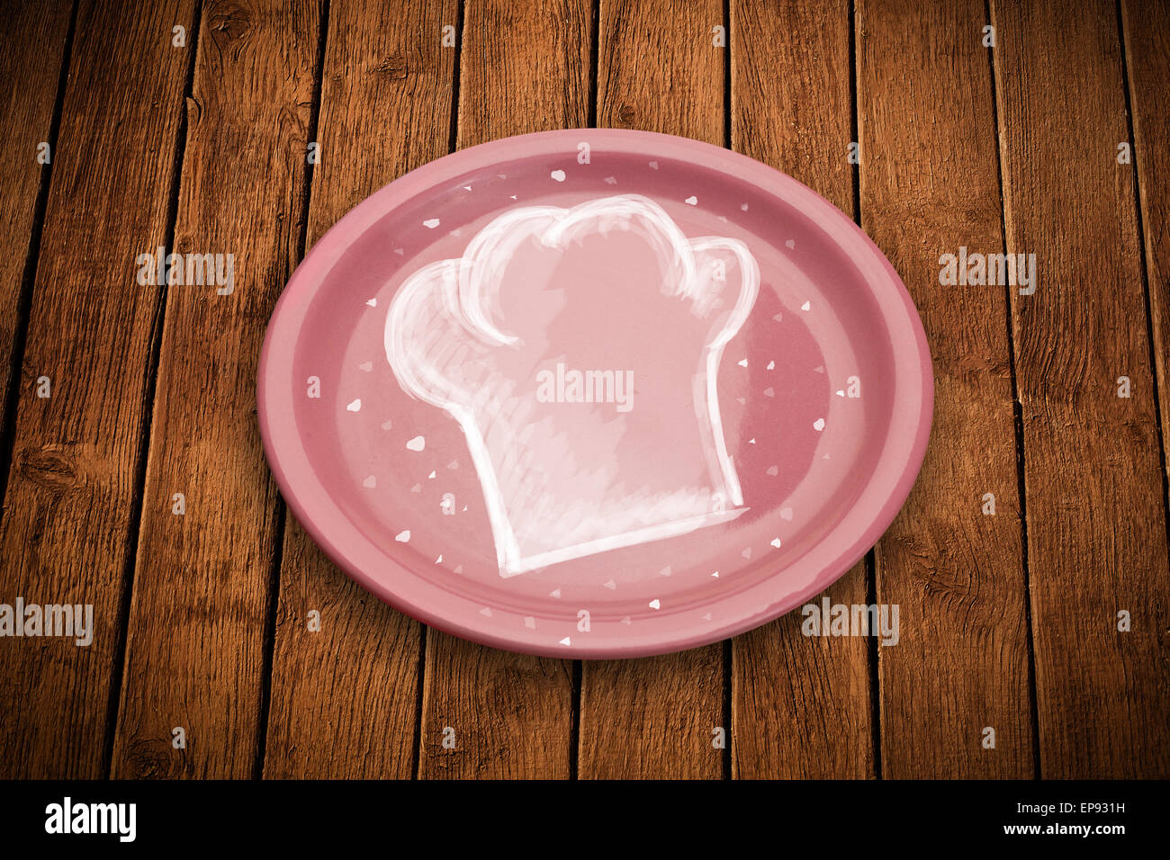Colorful plate with hand drawn white chef symbol Stock Photo - Alamy