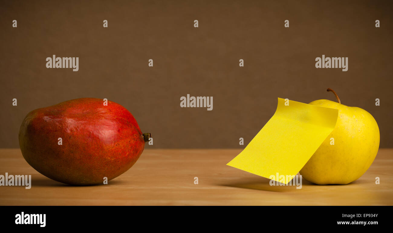 Empty post-it note sticked on fruit Stock Photo - Alamy