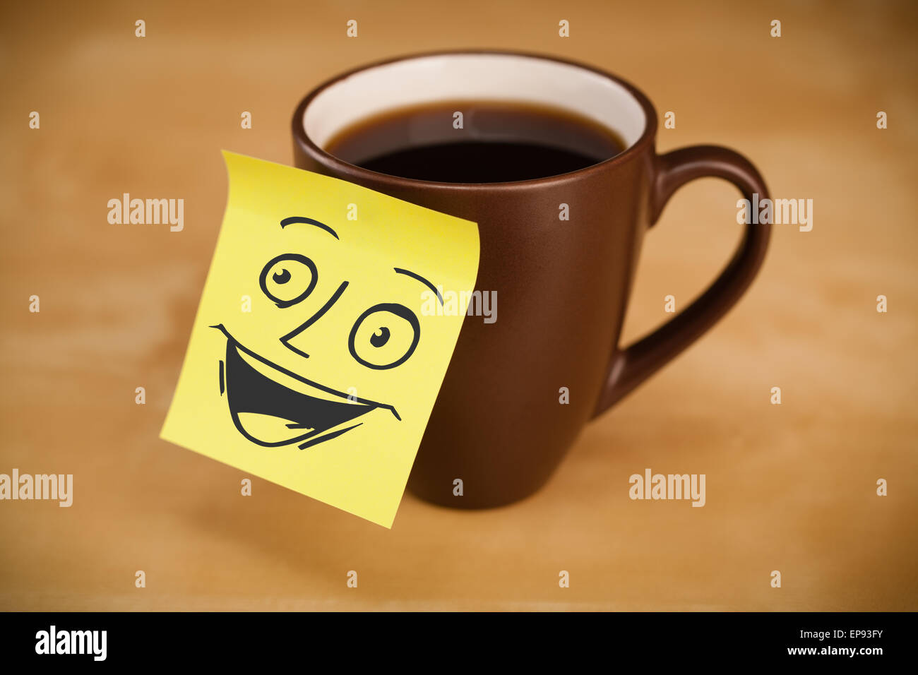 Post-it note with smiley face sticked on a cup Stock Photo - Alamy