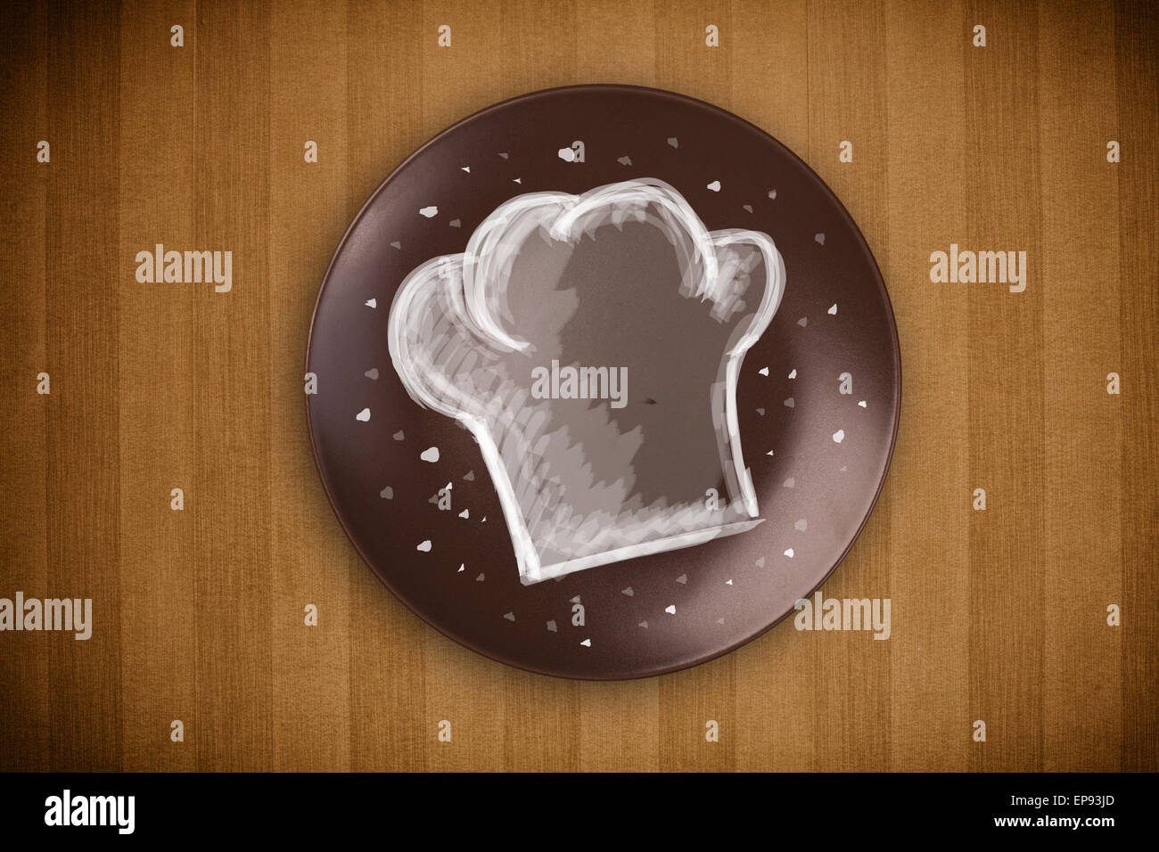 Colorful plate with hand drawn white chef symbol Stock Photo - Alamy