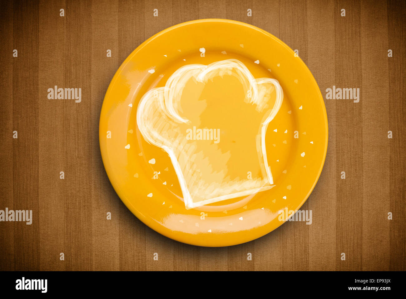 Colorful plate with hand drawn white chef symbol Stock Photo - Alamy