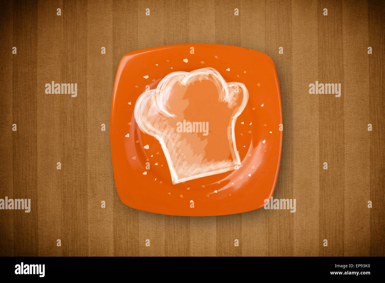Colorful plate with hand drawn white chef symbol Stock Photo - Alamy