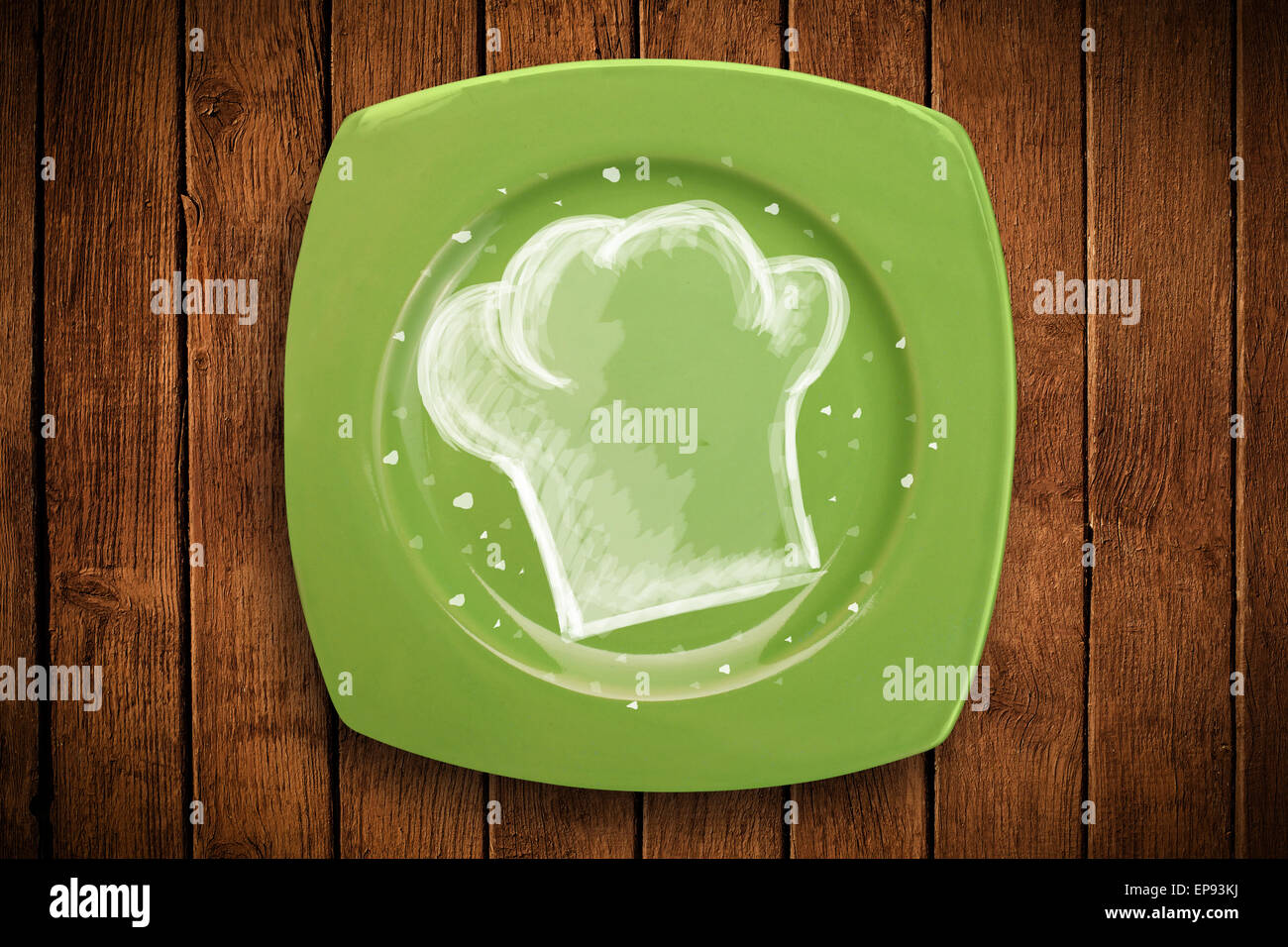 Colorful plate with hand drawn white chef symbol Stock Photo - Alamy