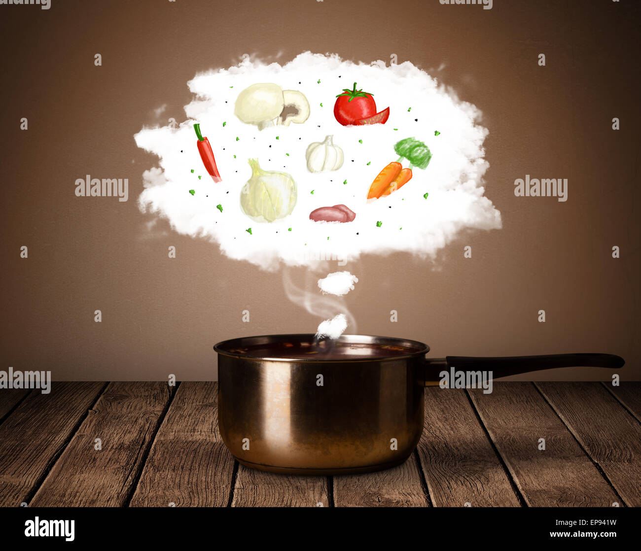 Vegetables in vapor cloud Stock Photo - Alamy