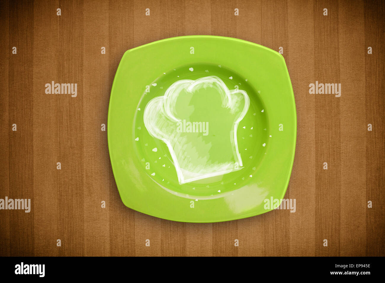Colorful plate with hand drawn white chef symbol Stock Photo - Alamy