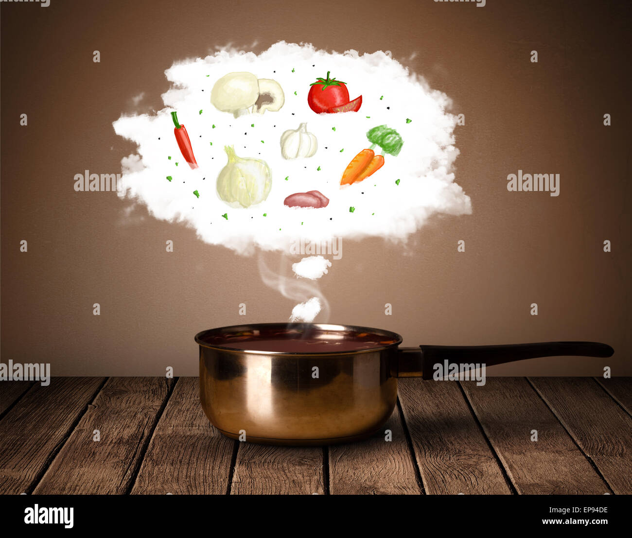 Vegetables in vapor cloud Stock Photo - Alamy