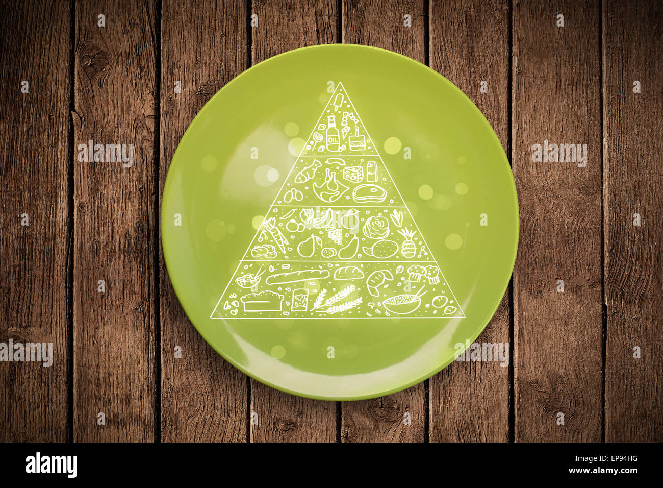 Hand drawn food pyramid on colorful dish plate Stock Photo - Alamy