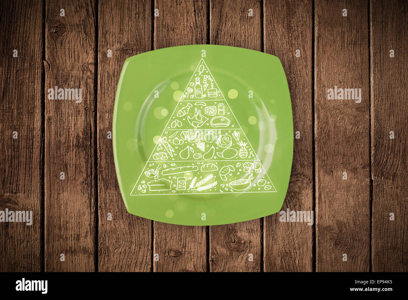 Hand drawn food pyramid on colorful dish plate Stock Photo - Alamy