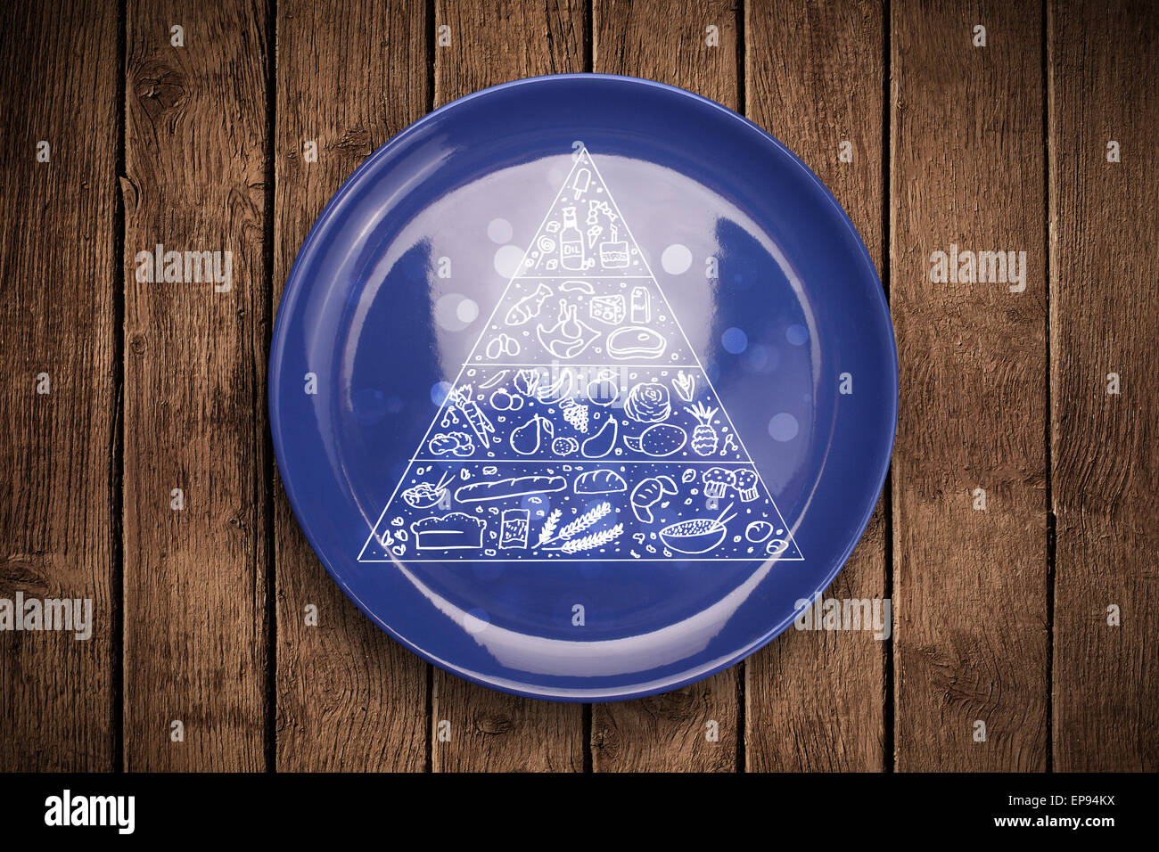 Hand drawn food pyramid on colorful dish plate Stock Photo - Alamy