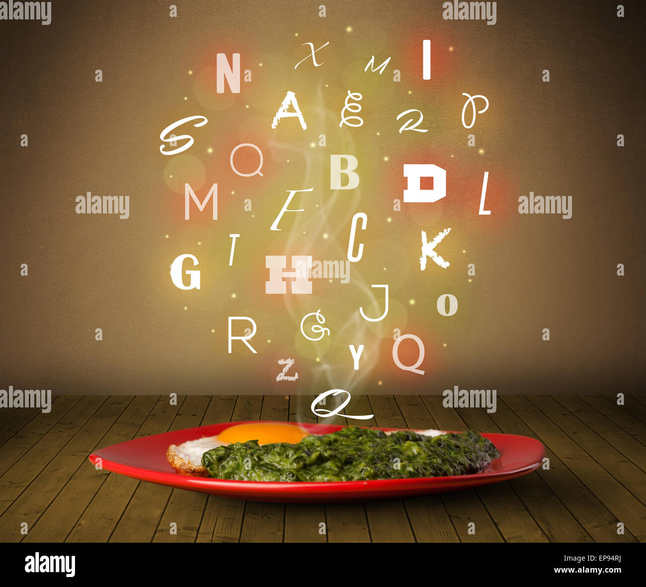 Fresh cook food with colorful letters on wood Stock Photo - Alamy