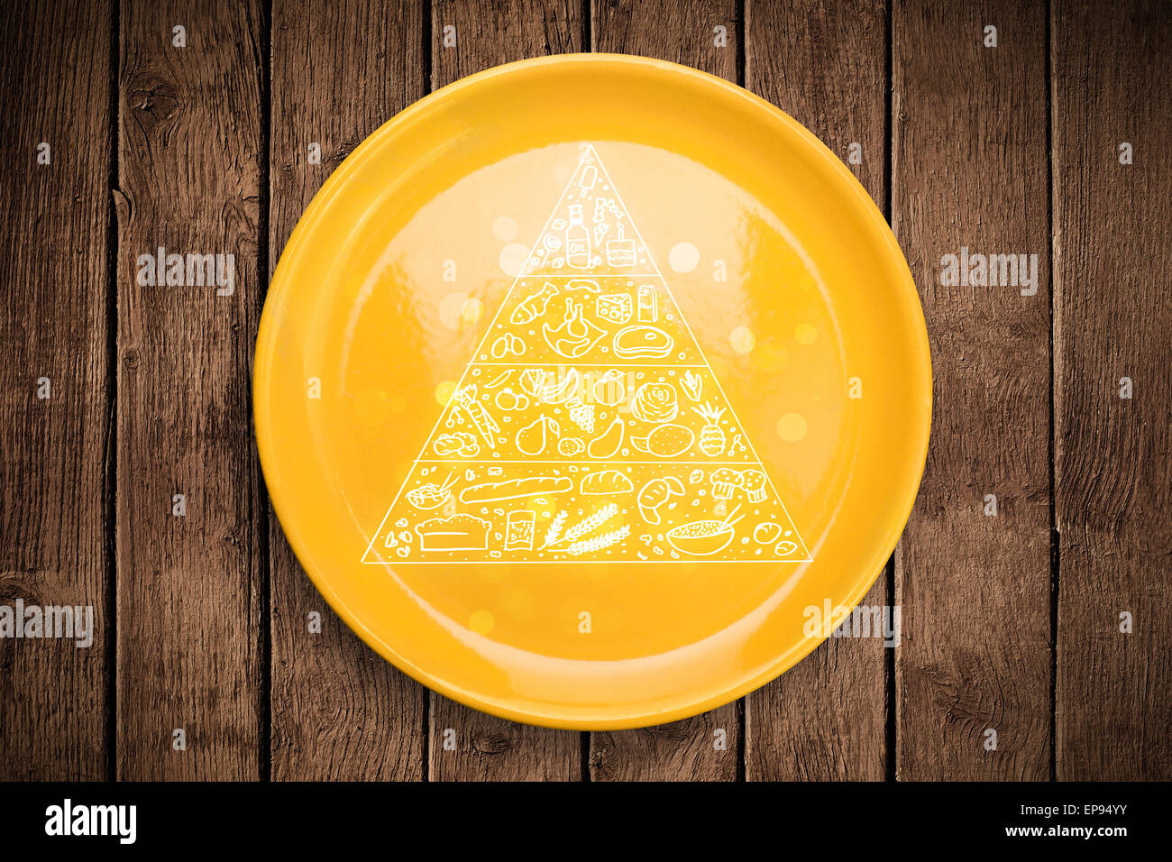 Hand drawn food pyramid on colorful dish plate Stock Photo - Alamy