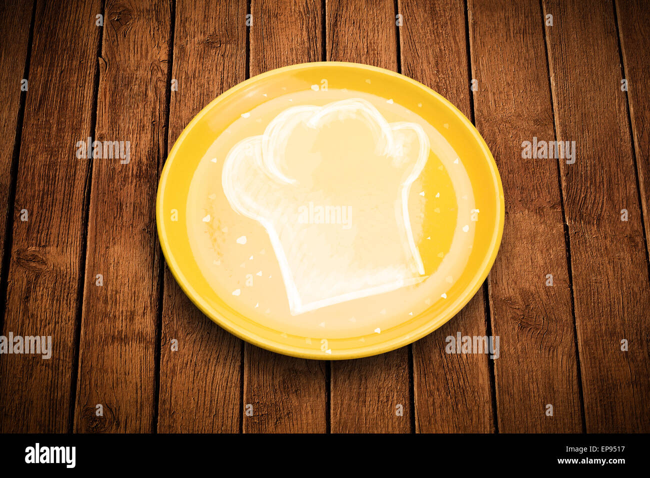 Colorful plate with hand drawn white chef symbol Stock Photo - Alamy