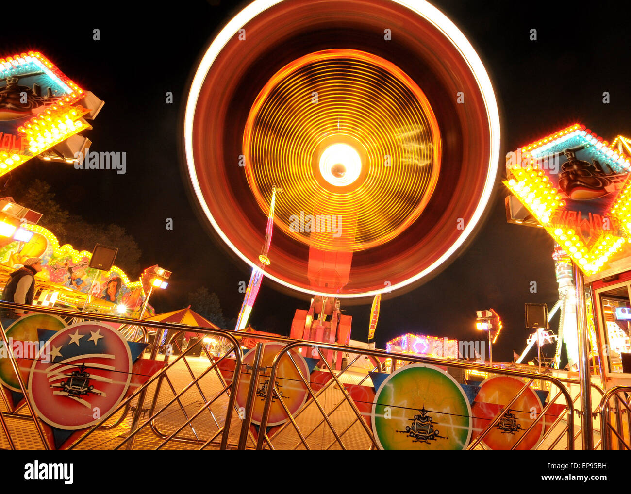 Fairground Rides Light Show Light Patterns Barnstaple Fair Stock Photo ...