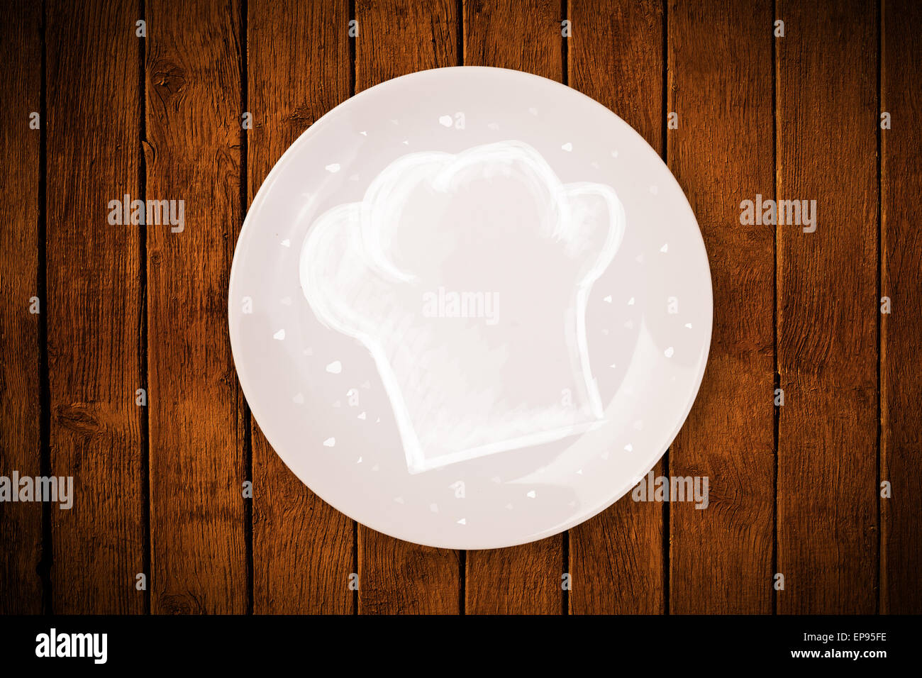 Colorful plate with hand drawn white chef symbol Stock Photo - Alamy