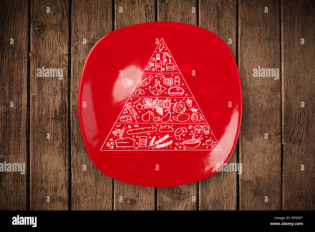 Hand drawn food pyramid on colorful dish plate Stock Photo - Alamy
