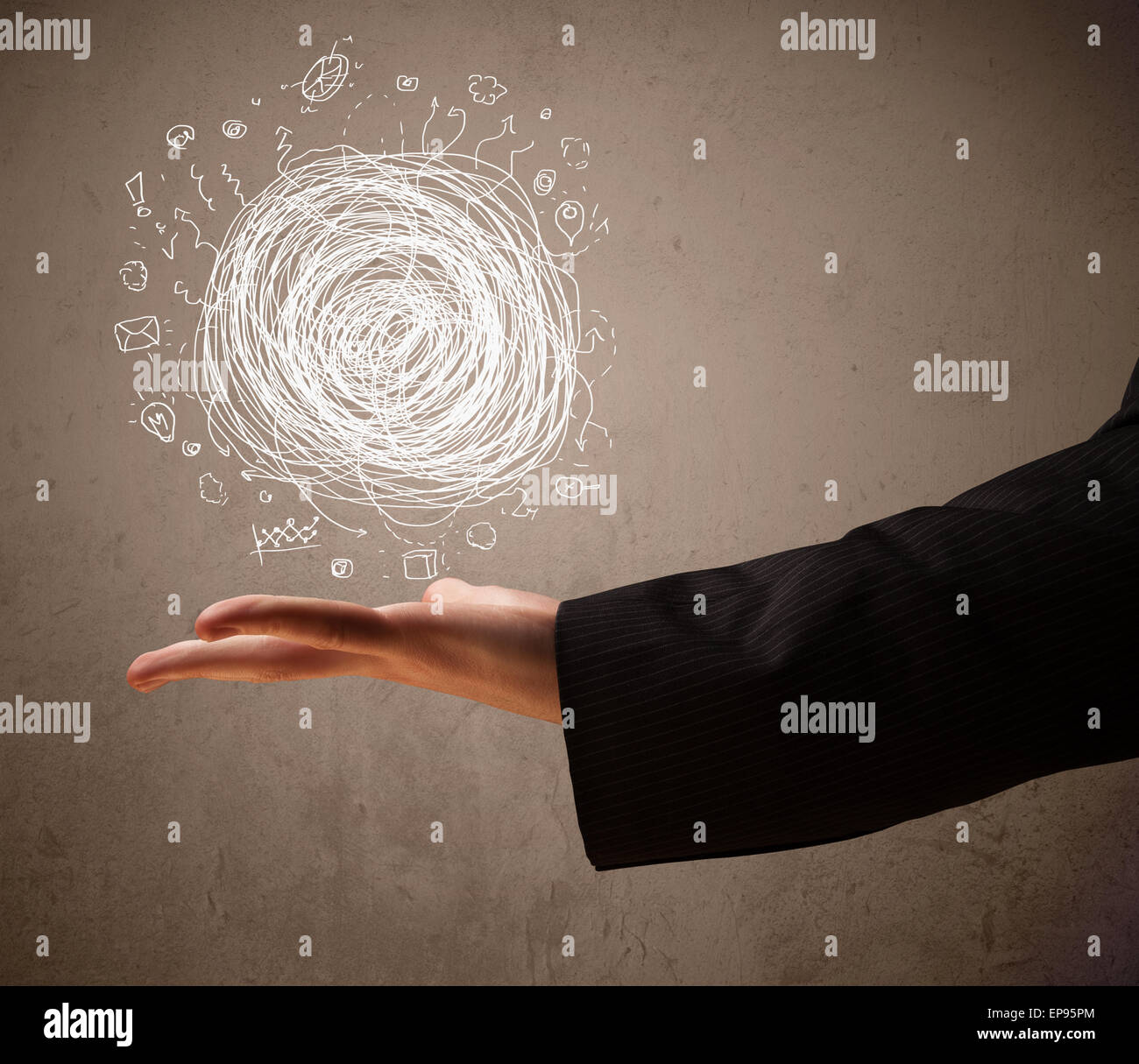 Chaos concept in the hand of a businessman Stock Photo - Alamy