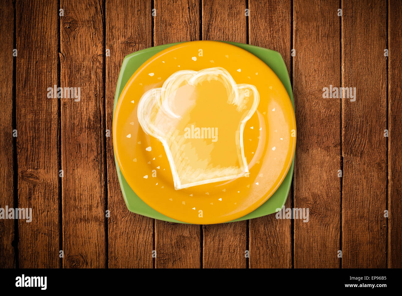 Colorful plate with hand drawn white chef symbol Stock Photo - Alamy