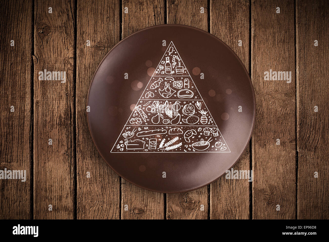 Hand drawn food pyramid on colorful dish plate Stock Photo - Alamy