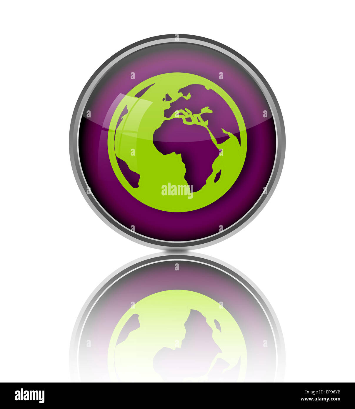 Earth icon button Stock Photo - Alamy