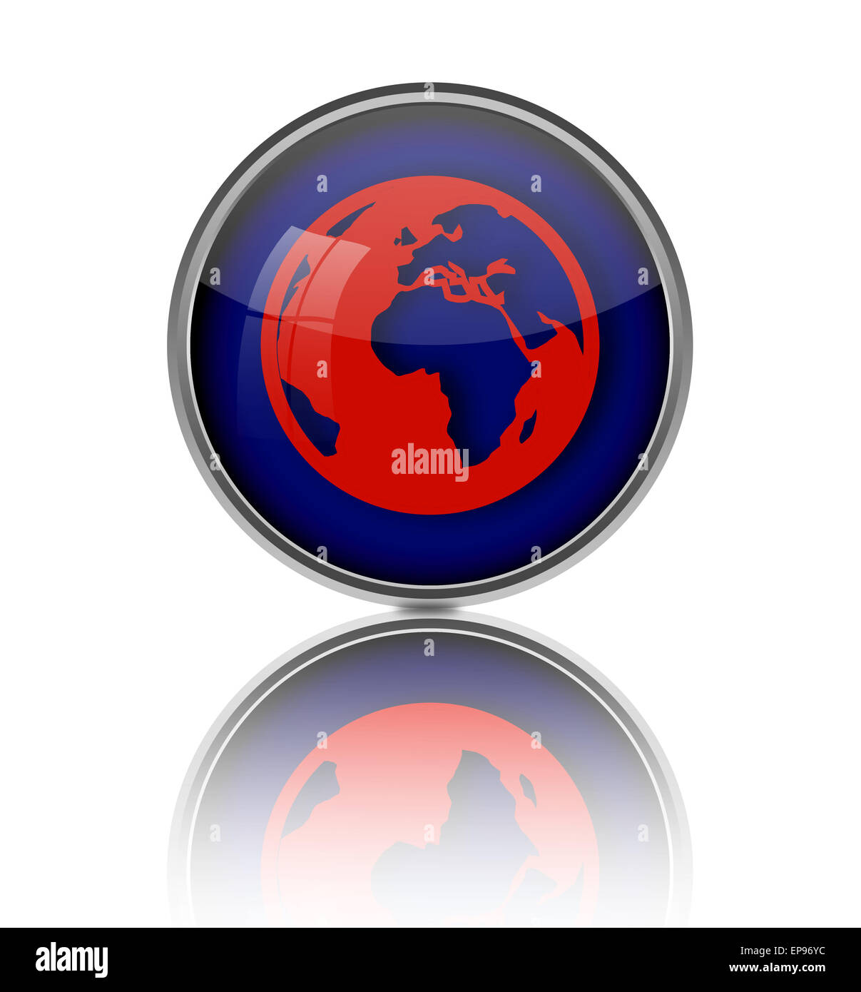 Earth icon button Stock Photo - Alamy