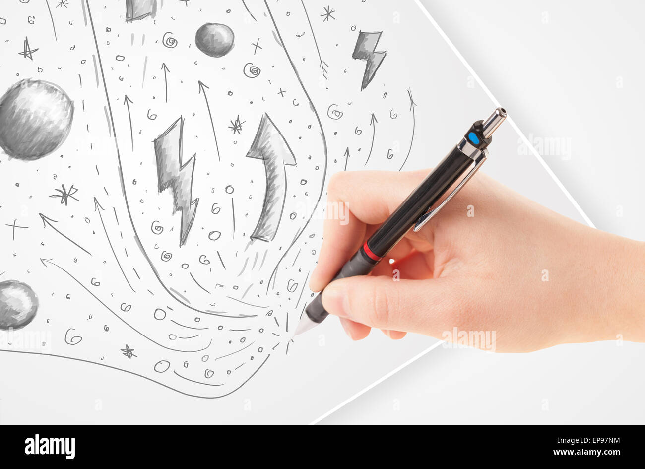 Hand drawing abstract sketches and doodles on paper Stock Photo - Alamy