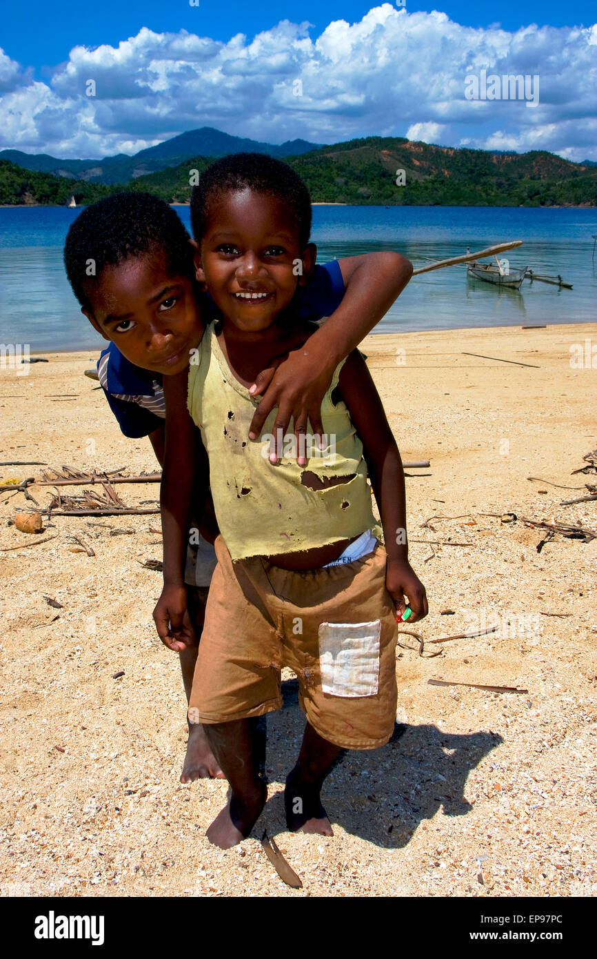 two little boys in a beach in madagascar Stock Photo - Alamy